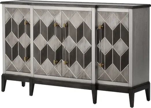 Komoda Stilig ST504 152 cm z masivu šedá/zlatá