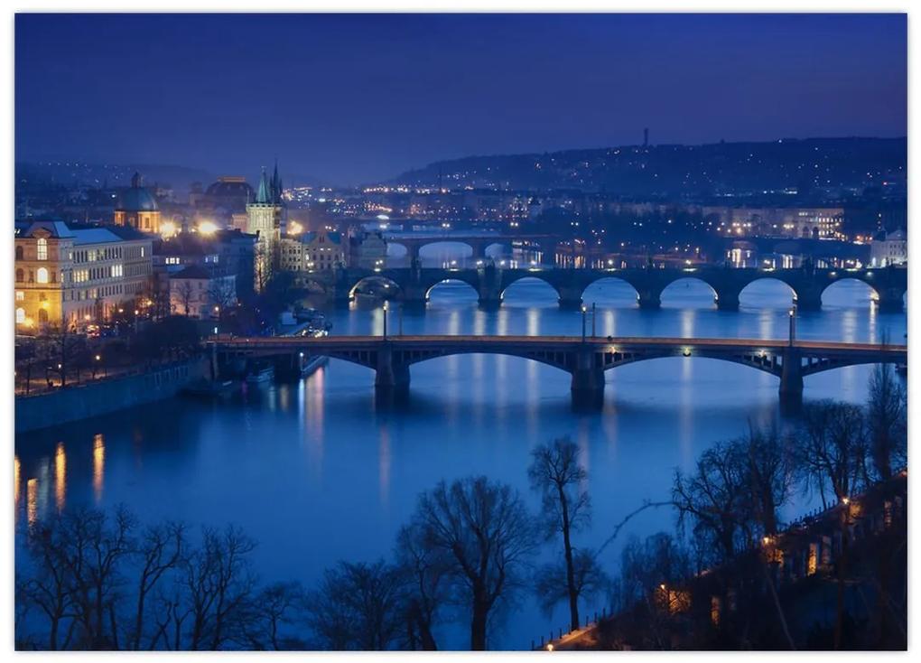 Skleněný obraz pražských mostů (70x50 cm)