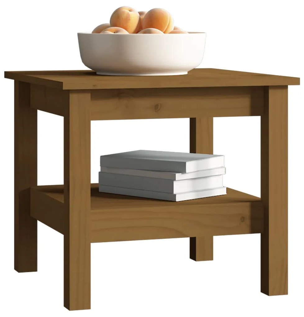 Konferenční stolek medově hnědý 45x45x40 cm masivní borovice - Default Title