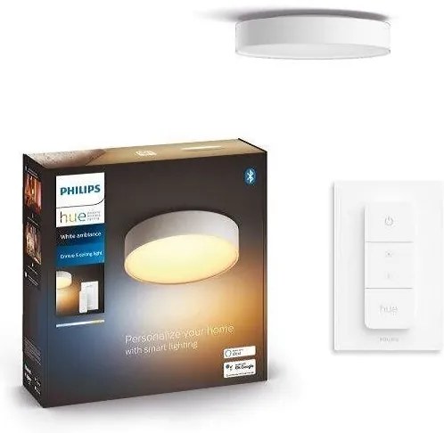 Philips HUE LED White Ambiance 41158/31/P6 Enrave S stropní svítidlo 9,6W 1220lm 2200-6500K 26,1cm bílé stmívatelné BlueTooth + HUE Switch