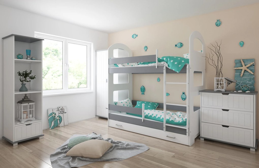 BabyBeds Dětská patrová postel HONZÍK II 180x80 Barevné provedení: Bílá, Úložný prostor: Ano, s úložným prostorem