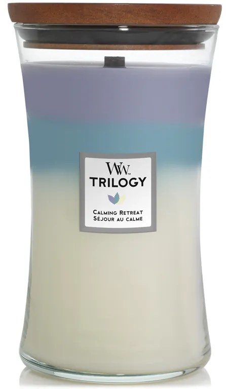 WoodWick – Trilogy svíčka Calming Retreat (Uklidňující a relaxační) Velikost: střední 275 g