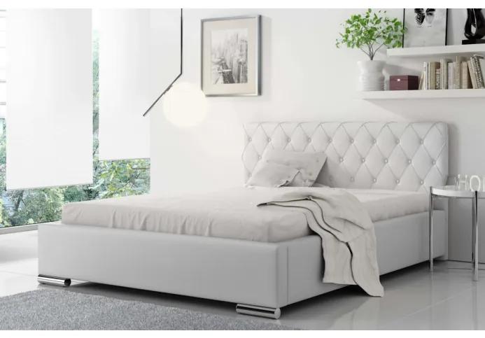 Čalouněná manželská postel Piero 180x200, bílá eko kůže