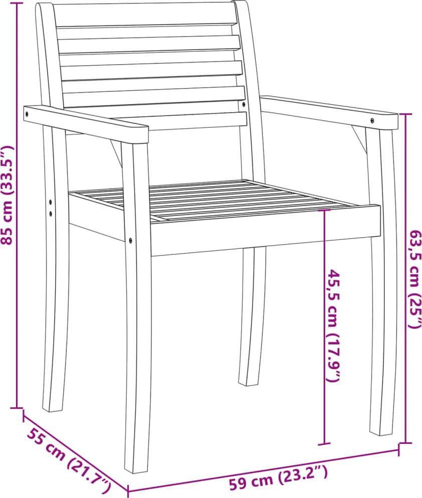 vidaXL Zahradní židle 6 ks 59 x 55 x 85 cm masivní akáciové dřevo [3216304]