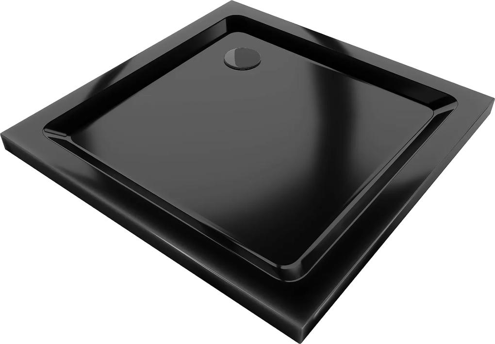 Mexen SLIM - Čtvercová sprchová vanička 90x90x5cm + černý sifon, černá, 40709090B