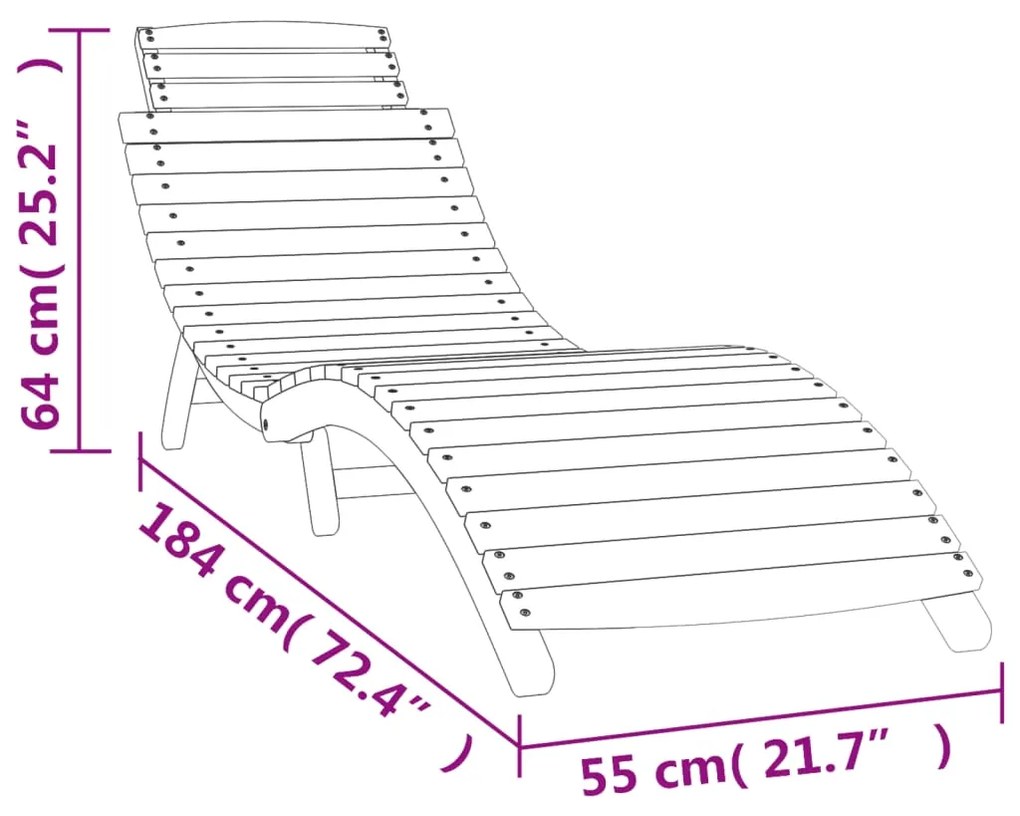 Zahradní lehátko bílé 184 x 55 x 64 masivní akáciové dřevo,  363281