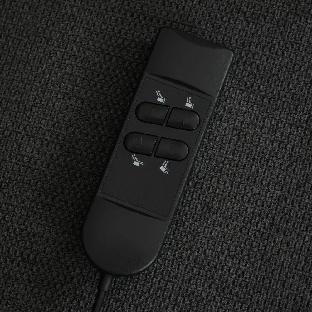 TV křeslo SAMUEL s elektrickým polohováním — 2 motory, látka, šedá, nosnost 150 kg