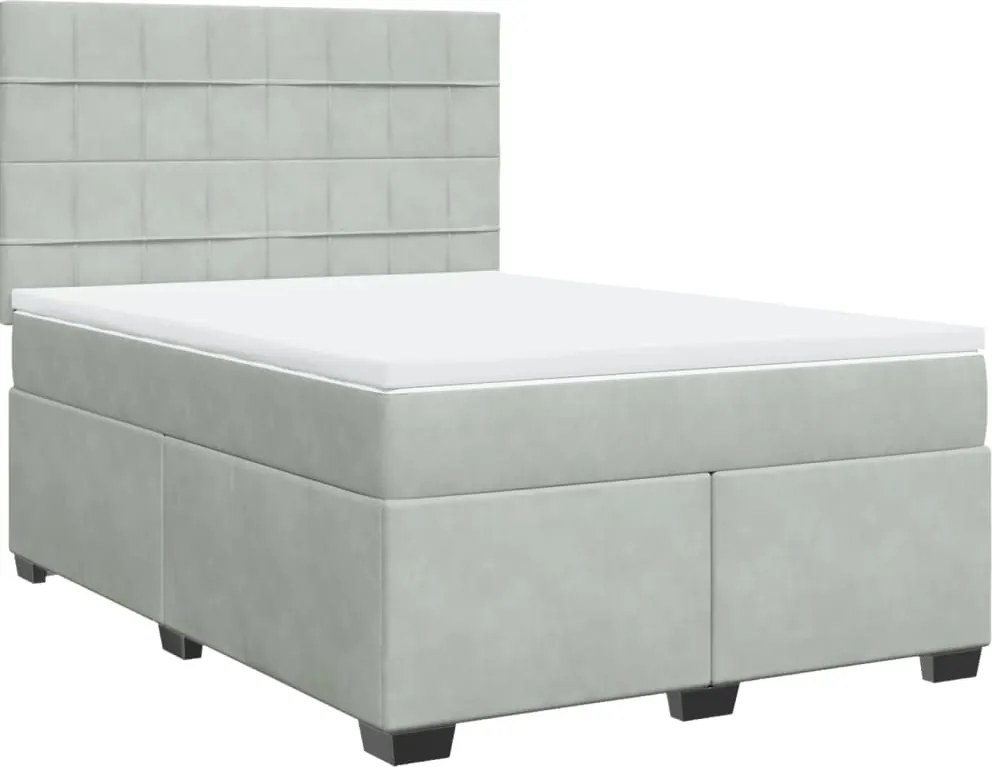 Box spring postel s matrací světle šedá 140x190 cm samet 3290906