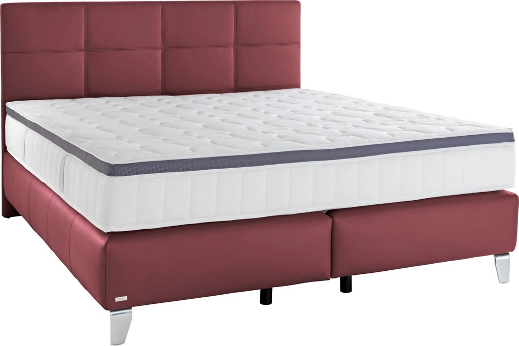 XXXLutz POSTEL BOXSPRING, 180/200 cm, bordeaux Novel - Manželské postele - 000501000801