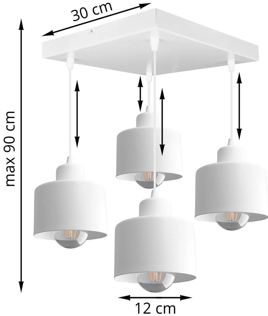 Závěsné svítidlo Pattaya, 4x kovové stínítko (výběr ze 3 barev), p