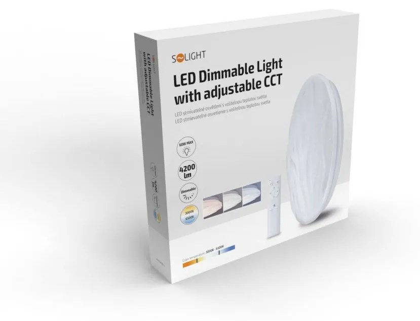 Solight LED stropní světlo Wave, 60W, 4200lm, stmívatelné, změna chromatičnosti, dálkové ovládání