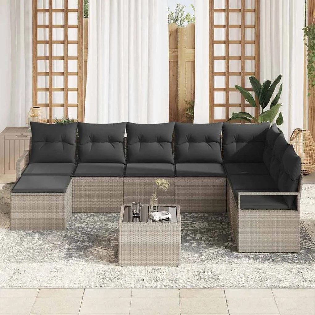 Set pohovek 8 ks Světle šedá polyratan 3346482