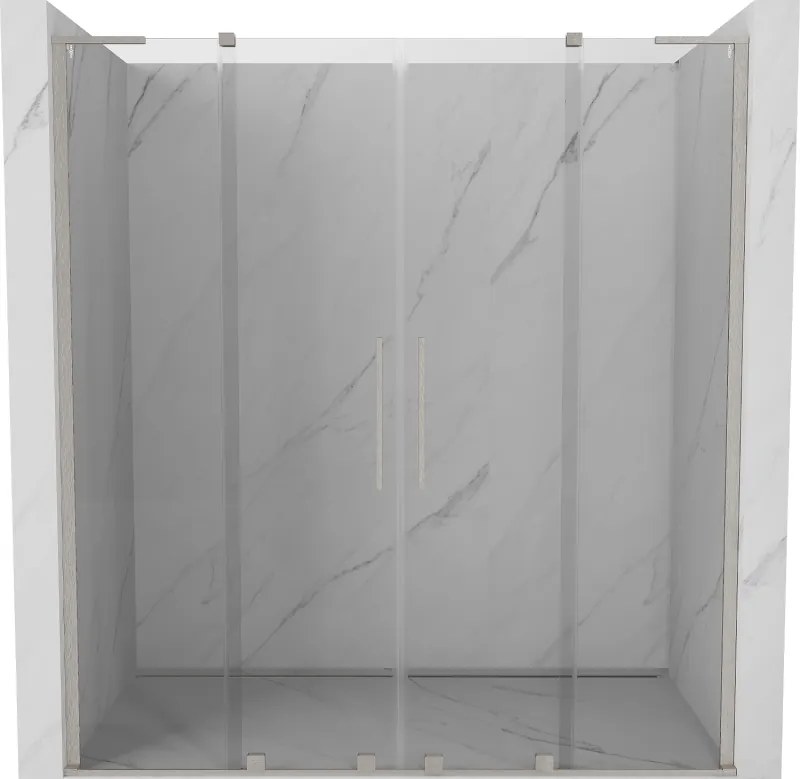 Mexen Velar L Duo, posuvné sprchové dveře do otvoru 180 cm, 8mm čiré sklo, broušená ocel, 871-180-003-02-97