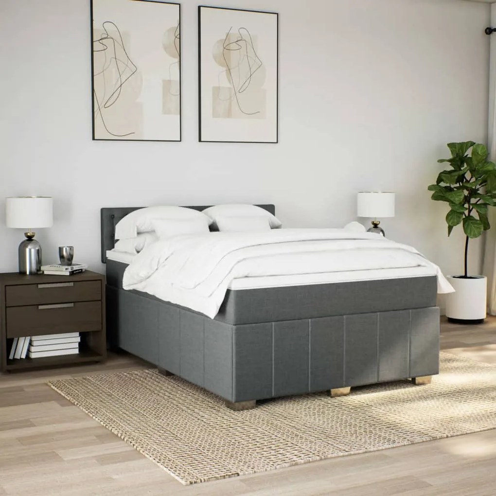 Box spring postel s matrací tmavě šedá 140x200 cm textil 3289406