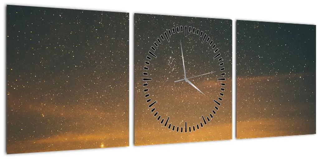 Obraz hvězdného nebe (s hodinami) (90x30 cm)