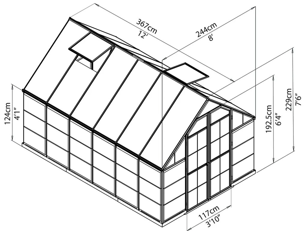 Polykarbonátový skleník Balance 8x12 silver