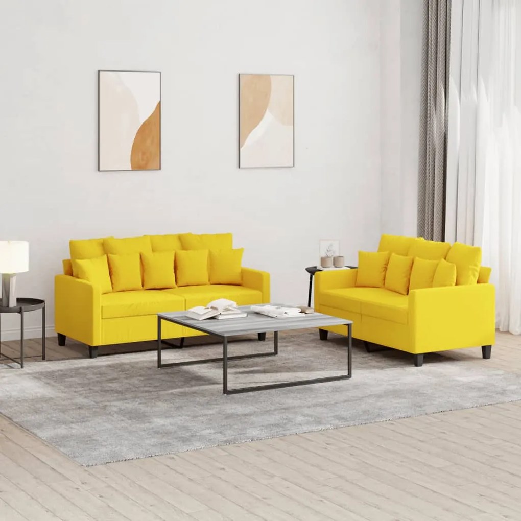 2dílná sedací souprava s poduškami světle žlutá textil 3201653