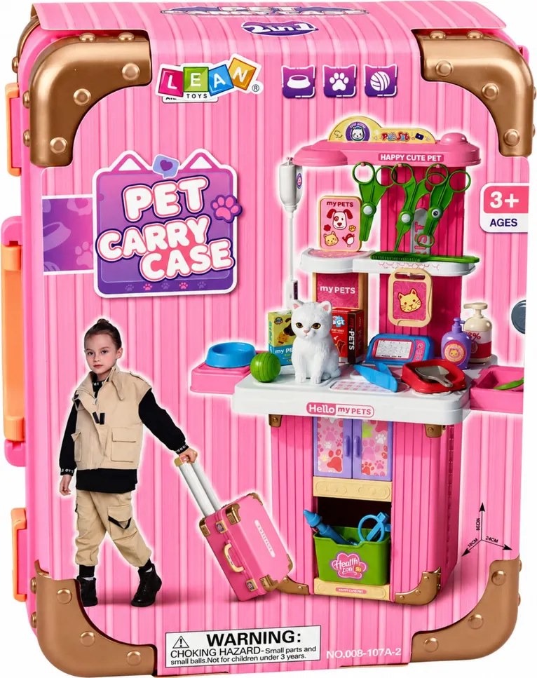LEAN Toys Veterinární taška – sada na péči o kočky, bílá, příslušenství