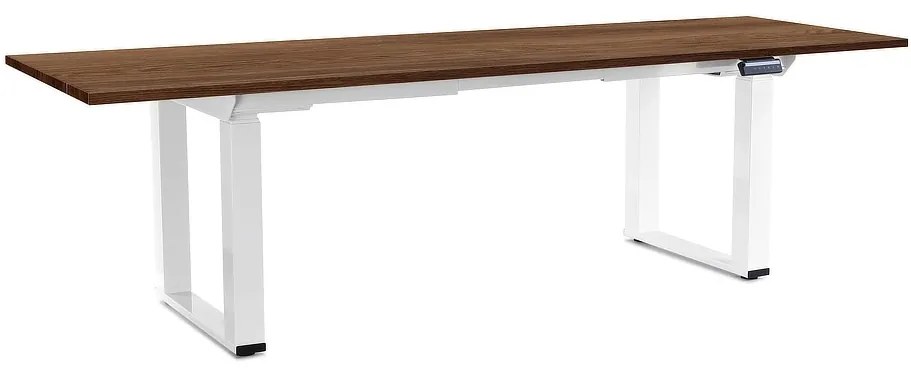 Výškově nastavitelný stůl OfficeTech Strong 240 x 80 cm, bílá podnož, dub silverjack