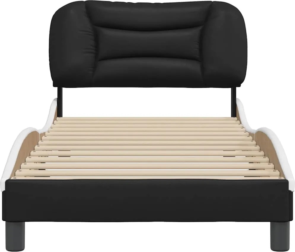 Rám postele bez matrace Hvar černý a bílý 90 x 200 cm umělá kůže 3207979