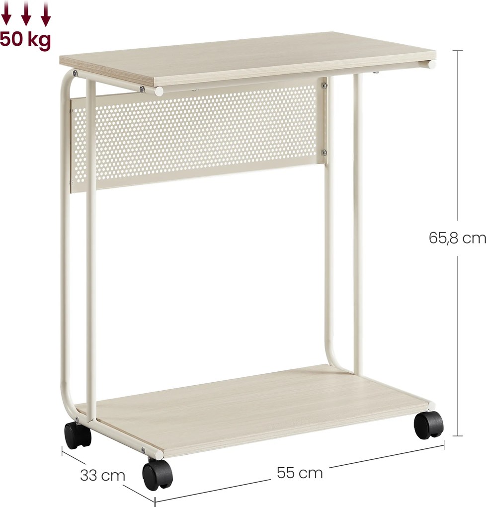 Příruční stolek na kolečkách MIREZO 55x33cm, béžový