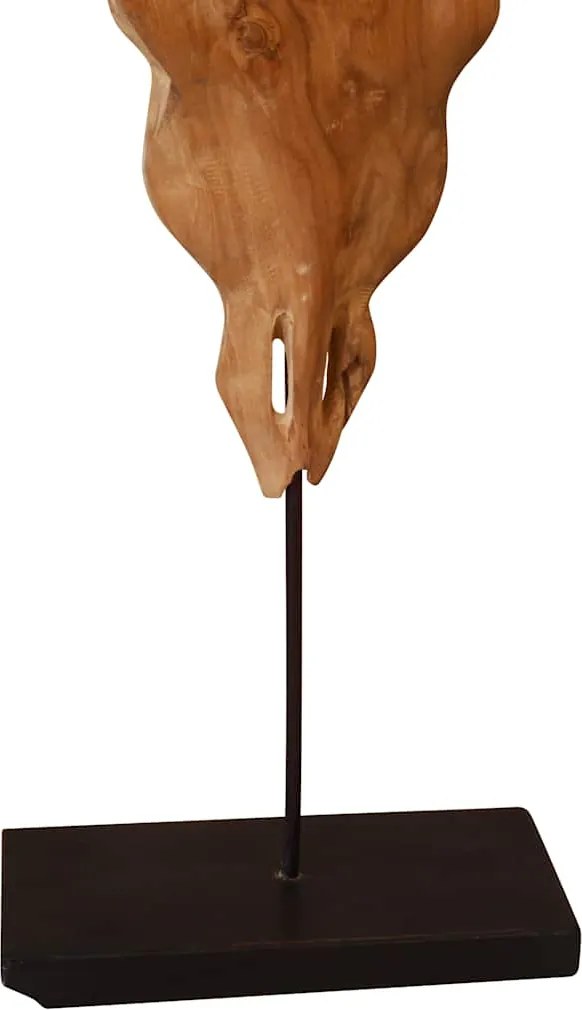 Socha býčí lebky z teakového dřeva 66x15x88 cm 244566