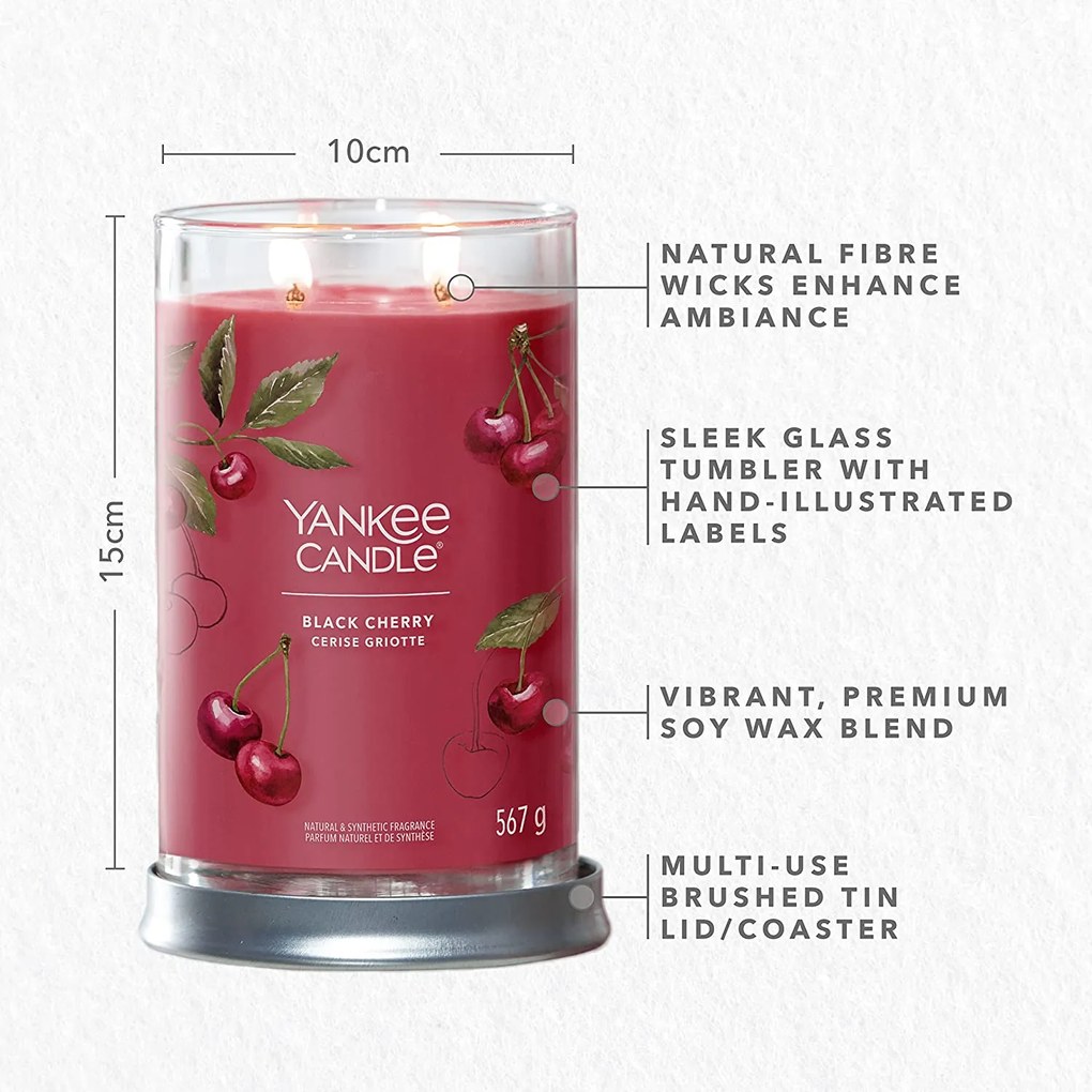 Yankee Candle vonná svíčka Signature Tumbler ve skle velká Black Cherry 567 g