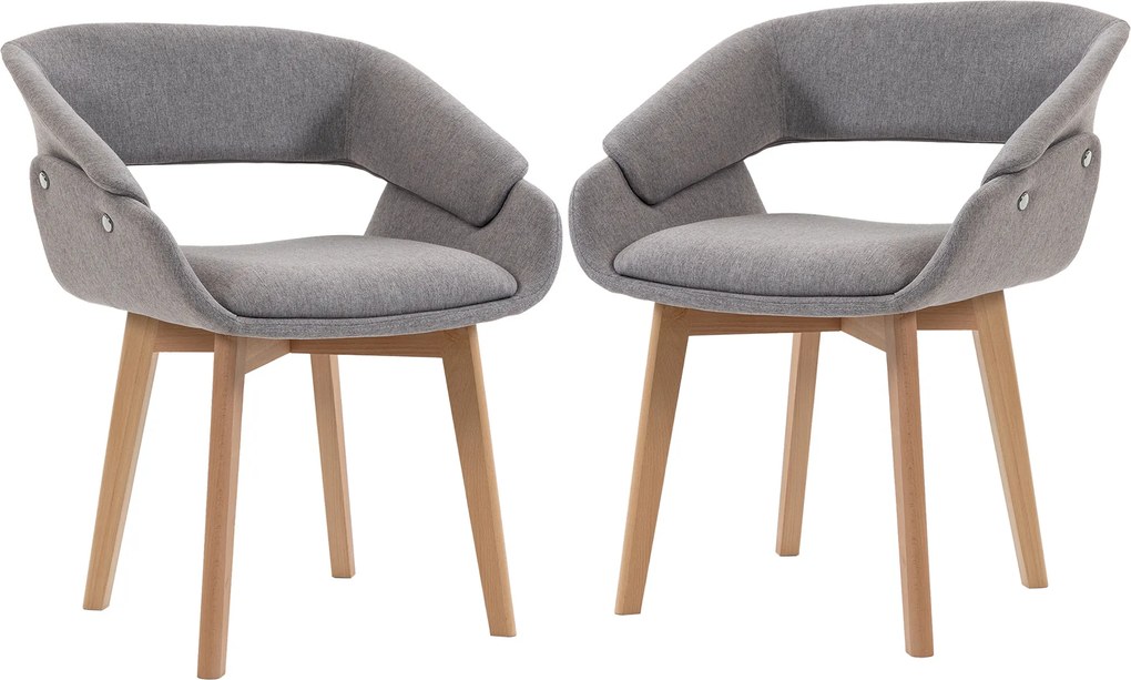 HOMCOM sada 2 ergonomických jídelních židlí světle šedá