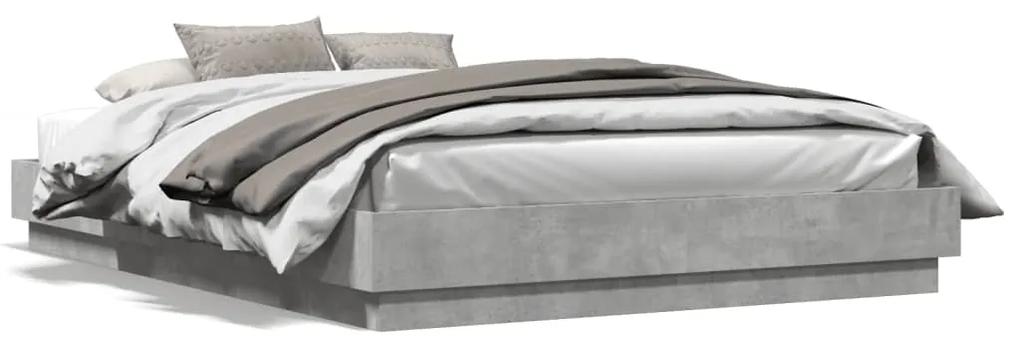 Rám postele s LED osvětlením betonově šedý 140 x 200 cm,  3209796