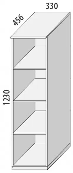 Domestav - DOMINO Skříň 3 policová hloubka 456 buk cink, mořený