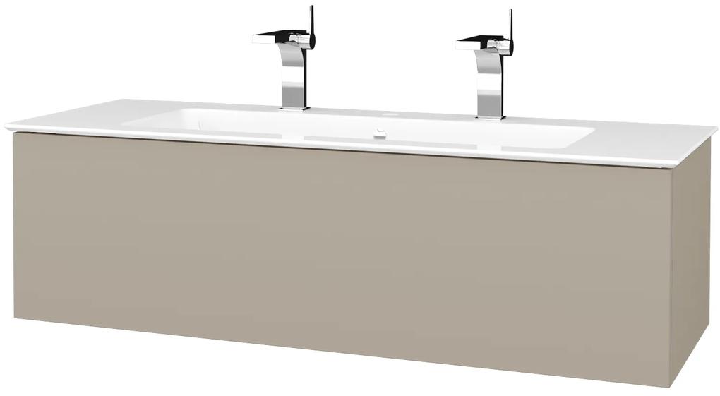 Dřevojas Koupelnová skříň VARIANTE SZZ 120 (umyvadlo Pura) Varianta: N01 Bílá lesk / D16 Beton tmavý