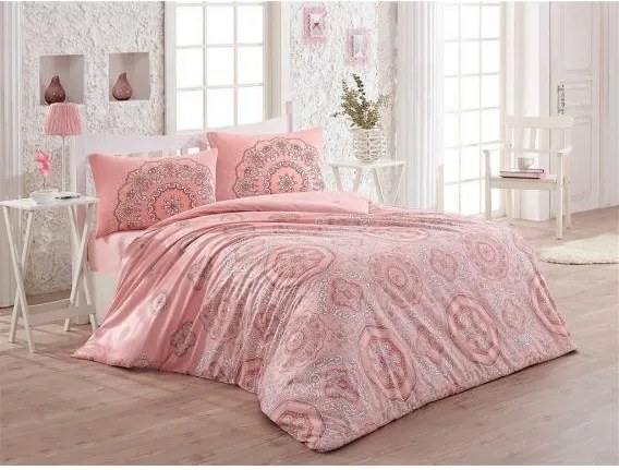 Brotex Povlečení francouzské bavlna 220x200,70x90 Mandala salmon, Výběr zapínání:, Varianta  zipový uzávěr 8594580000700