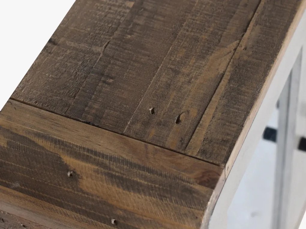 furniture-nabytek.cz - Masivní koupelnová zrcadlová skříňka Dingora z recyklované borovice, lakovaná, přírodní / šedá – 67×20×55 cm