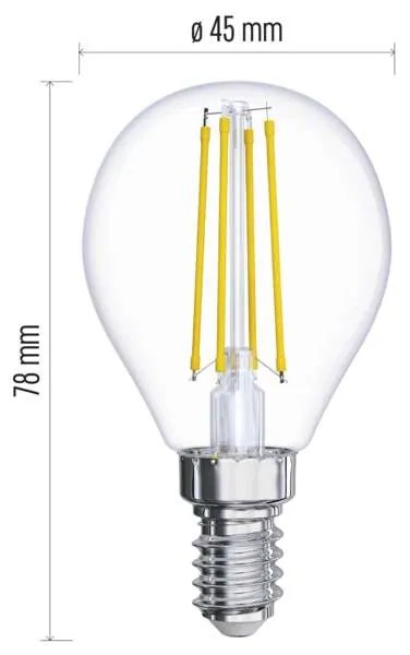Emos lighting LED žárovka Filament Mini Globe 6W E14 teplá bílá