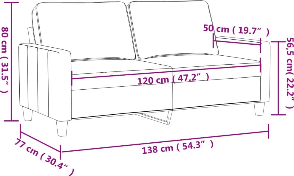 vidaXL 2místná pohovka 120 cm samet [359195] Barva: krémová