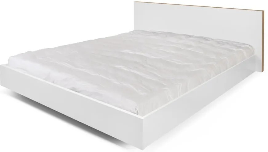 Bílá postel s hnědými hranami TemaHome Float, 180 x 200 cm