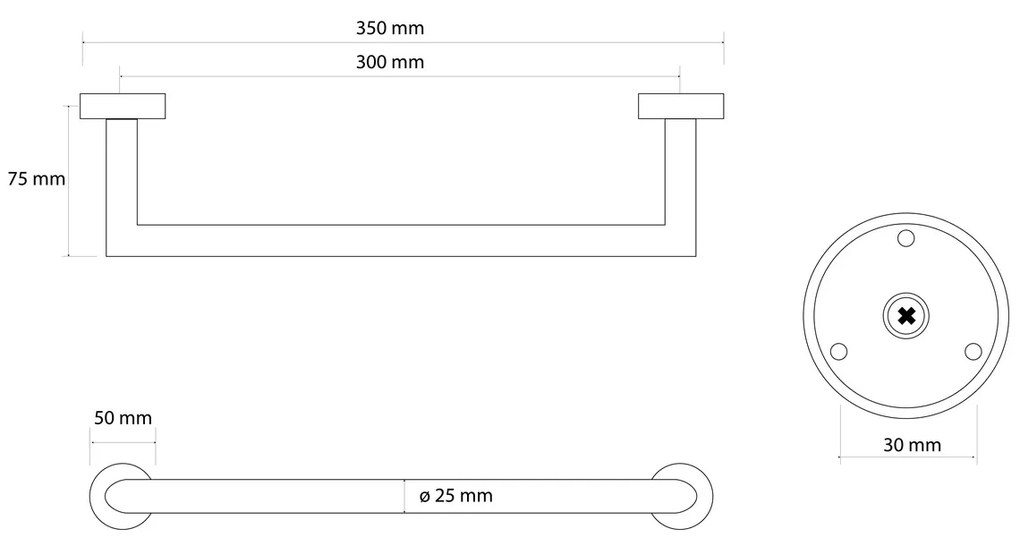 Sapho XR400GB X-Round Gold držák ručníků 30 x 6,5 cm, zlatá