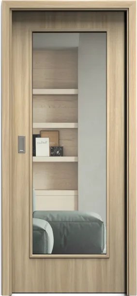 SAPELI ELEGANT KOMFORT M40 - CPL LAMINÁT - POSUVNÉ DVEŘE VČ. ZÁRUBNĚ - dub Hikari Průchozí šířka (cm): 70, Průchozí výška (cm): 210