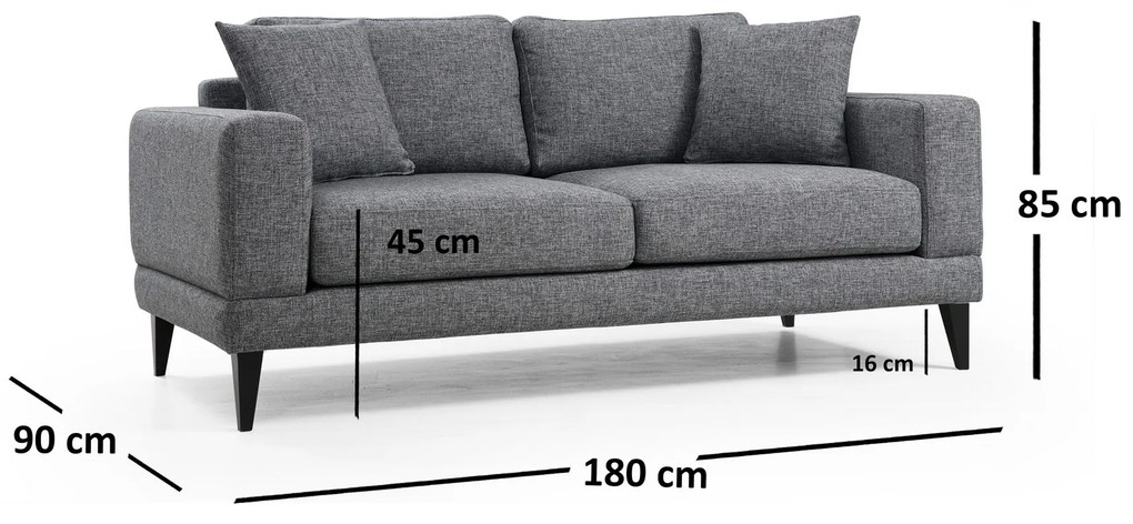 Hanah Home Dvoumístná pohovka NORDIC šedá 180 cm 560ARE1504