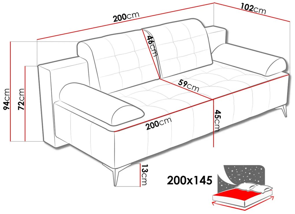 Rozkládací dvoumístná pohovka VREDEN - tmavá šedá