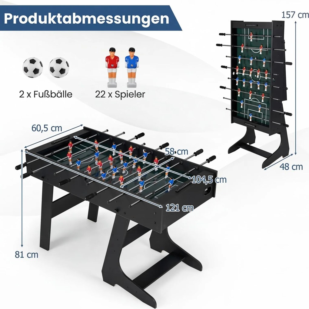 Costway Skládací stolní fotbal s 22 hracími figurkami a 2 míčky a 2 počítadlem