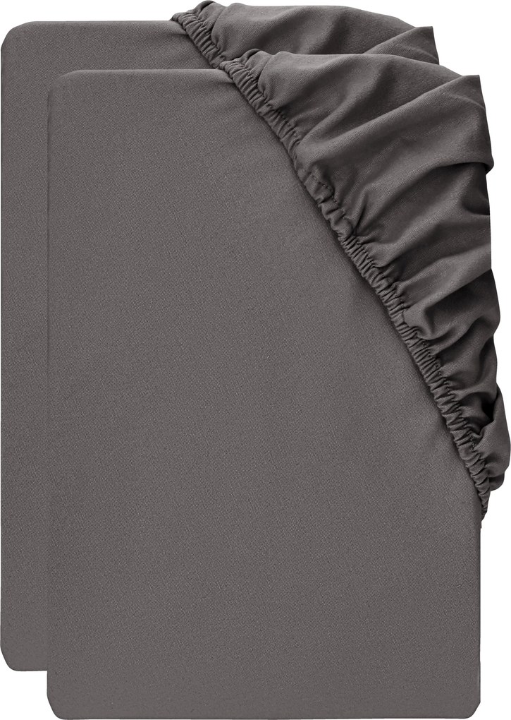 Livarno® Sada napínacích prostěradel z jemného flanelu, 90-100 x 200 cm, 2dílná, tmavě šedá