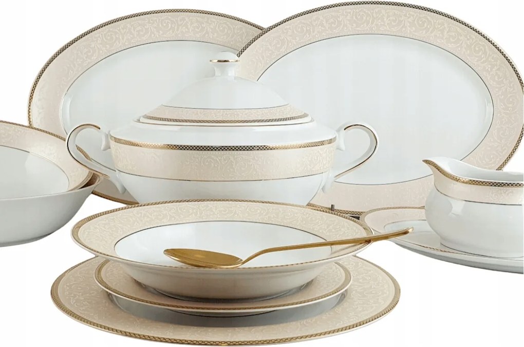 Martha Gold Classic jídelní servis 6 os. z porcelánu/25 ks|Bohovice