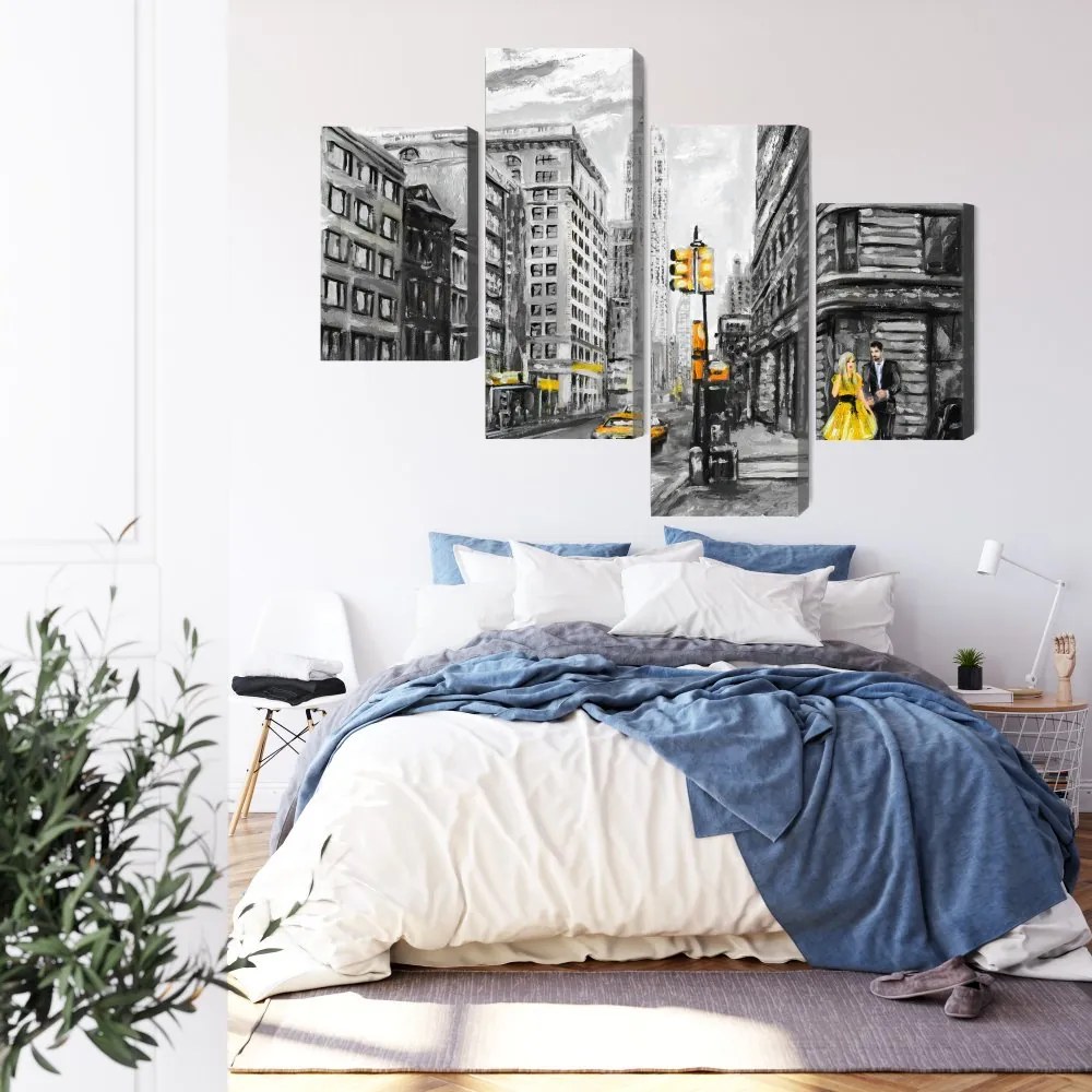 Vícedílný obraz Pohled Na Ulici V New Yorku Nedostatek Nedostatek Plátno Canvas 160x100