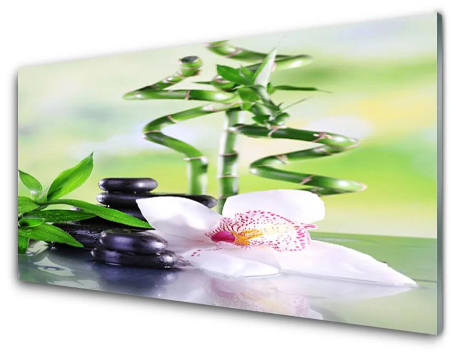 Obraz na skle Orchidej Bambus Zen Lázně 125x50 cm