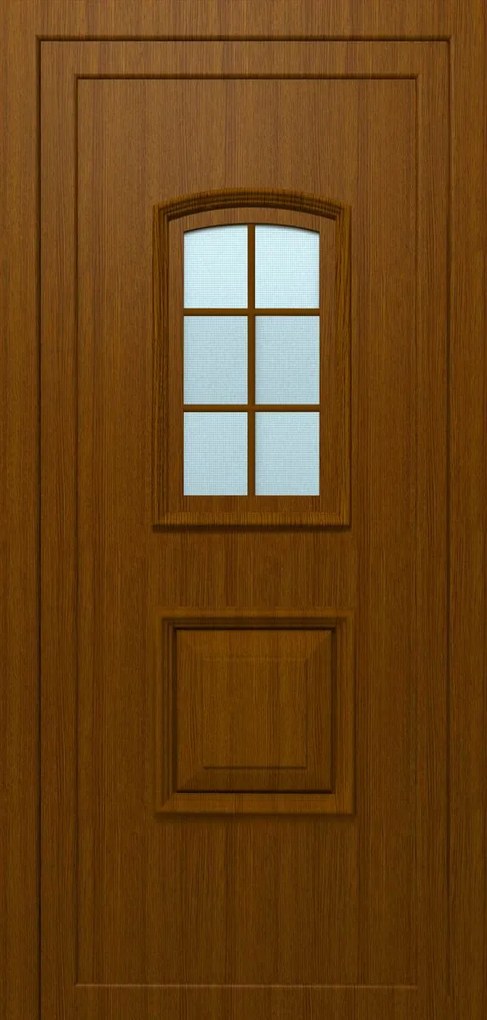 Solid Elements Vchodové dveře Maria, 90 P, rozměr vč. zárubně: 1000 × 2100 mm, plast, pravé, dub zlatý, prosklené