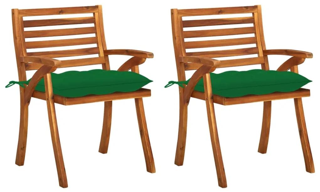 Zahradní jídelní židle s poduškami 2 ks masivní akáciové dřevo,  3060840