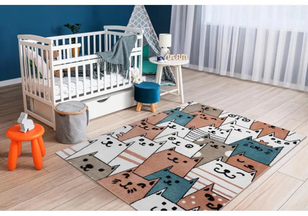 Dětský kusový koberec Kočky starorůžový 160x220cm