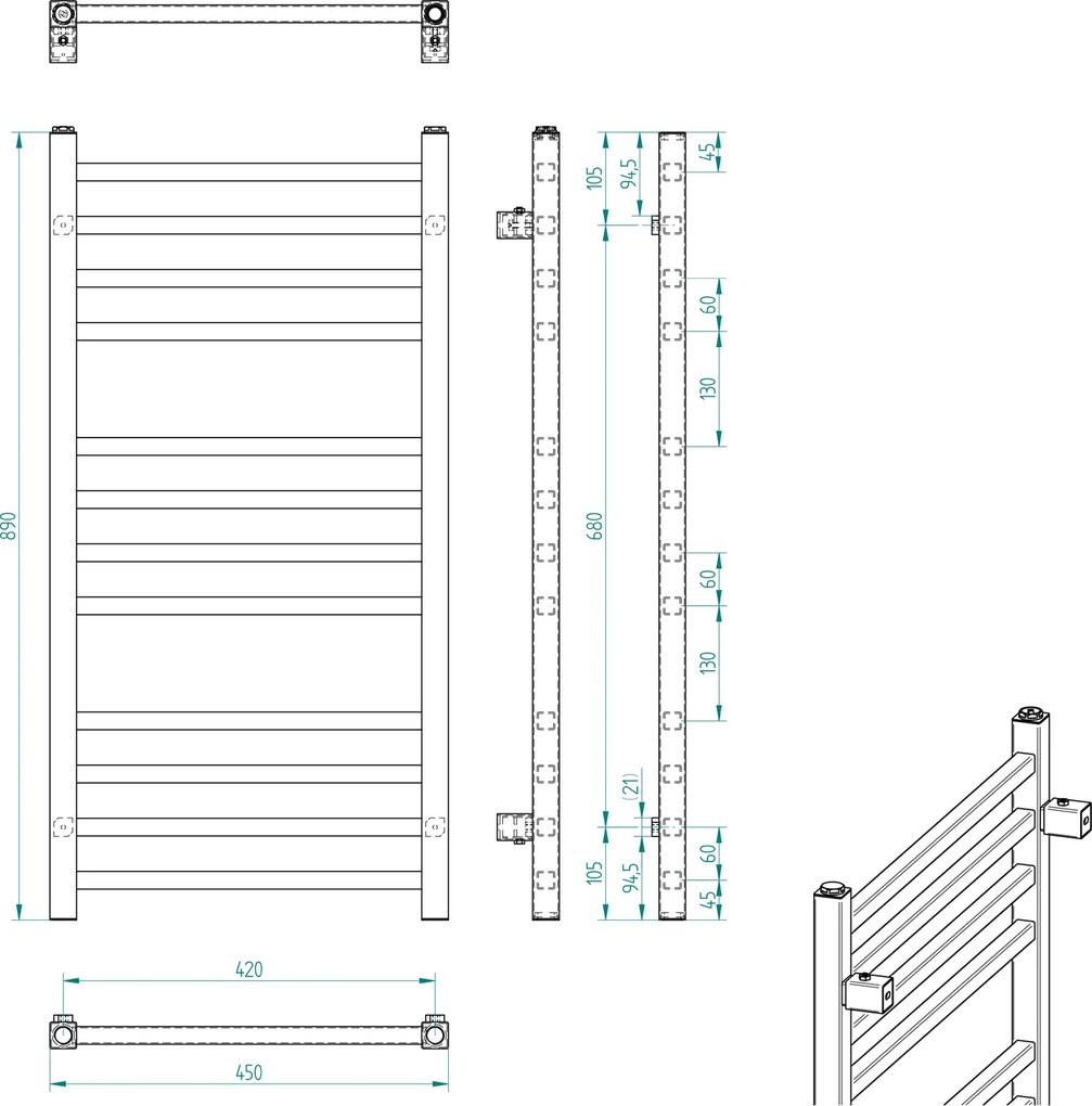 Sapho Sapho, MAKRO topné těleso 450x890 mm, chrom, 0411-03