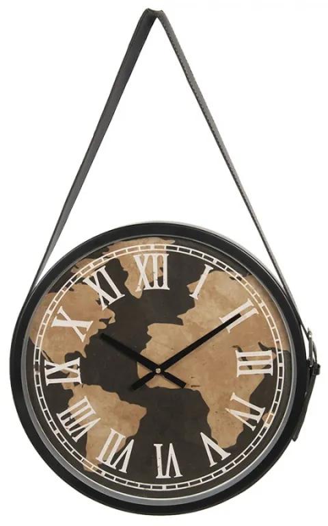 Nástěnné závěsné hodiny s potiskem světadílů – 42x4 cm